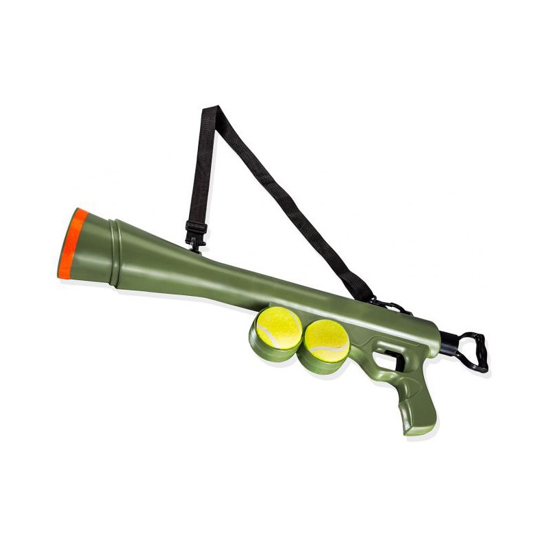 Pet Interactive Toy Gun Shape Tennis Balls Shooting Training Launcher ...